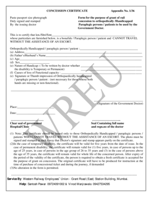 Fillable Online wreuindia CONCESSION CERTIFICATE Appendix No 136 ...