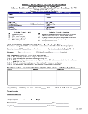 Fillable Online REFERRAL FORM FOR PULMONARY REHABILITATION Fax Email ...