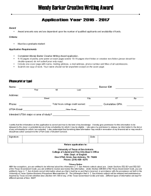 Fillable Online Wendy Barker Creative Writing Awarddoc Fax Email Print - pdfFiller