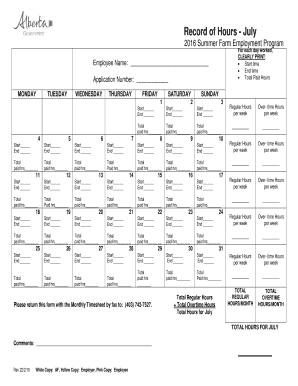 Fillable Online www1 agric gov ab 2016 Summer Farm Employment Program ...