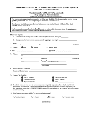 Fillable Online UNITED STATES MEDICAL LICENSING EXAMINATION USMLE STEP ...