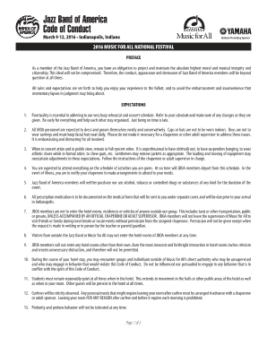 Fillable Online Jazz Band of America Code of Conduct - Music for All ...