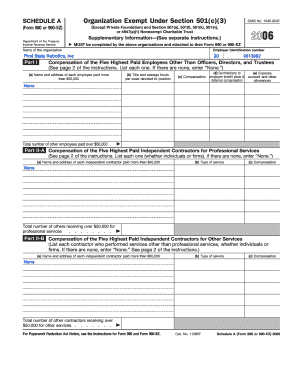Fillable Online SCHEDULE A Organization Exempt Under Section 501(c)(3 ...