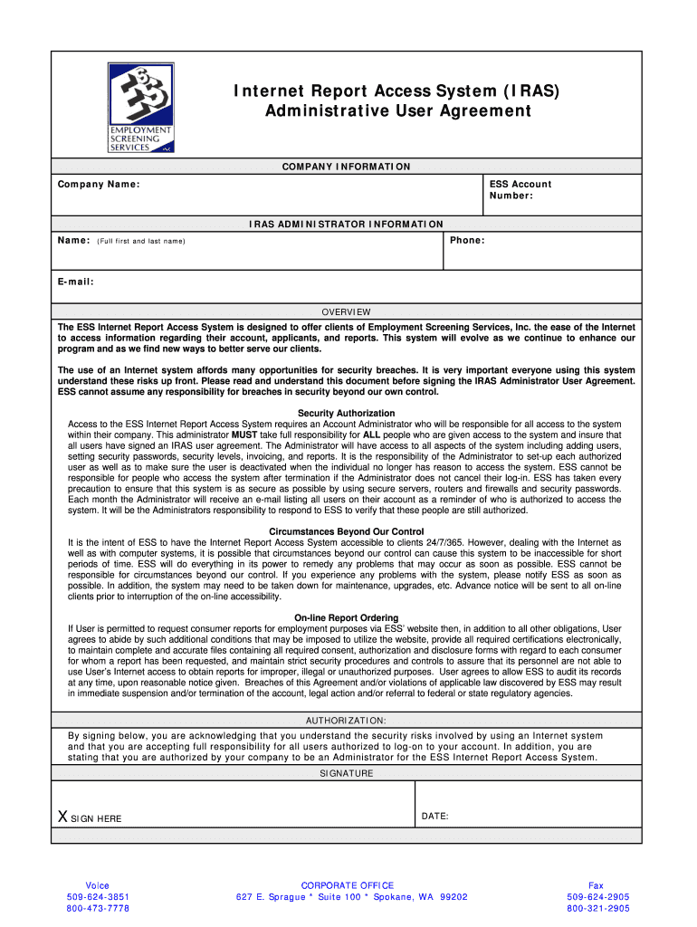 Fillable Online Internet Report Access System IRAS Administrative User ...