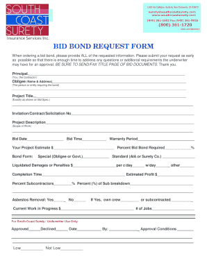 Fillable Online wherecommunitiesserveveterans BID BOND REQUEST FORM ...