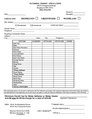 Fillable Online Plumbing Permit Form - bwoodlandmnorgb Fax Email Print ...