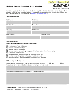 Fillable Online Heritage Caledon Committee Application Form Fax Email ...