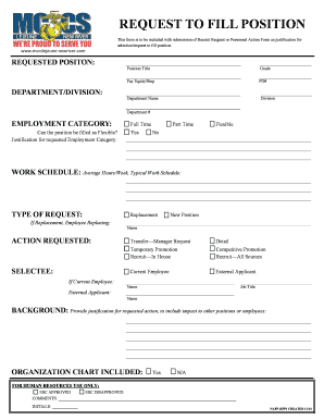 Fillable Online REQUEST TO FILL POSITION - mccslejeune-newrivercom Fax ...