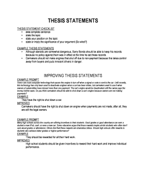 Fillable Online THESIS STATEMENT CHECKLIST Fax Email Print - pdfFiller