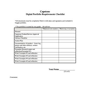 Fillable Online Capstone Digital Portfolio Requirements Checklist Fax ...