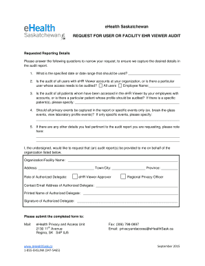 Fillable Online Request for User or Facility eHR Viewer Audit Fax Email ...