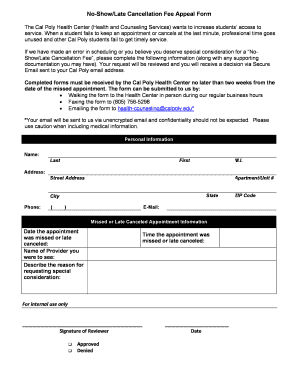 Fillable Online No-Show Fee Appeal Form Fax Email Print - pdfFiller