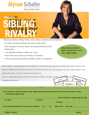 Fillable Online PRESENTS SIBLING RIVALRY - Peel District School Board ...