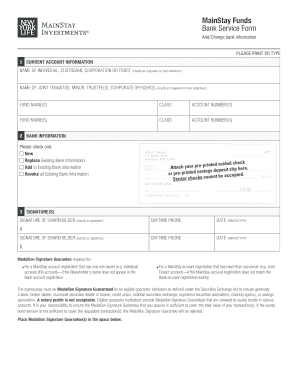 Fillable Online MS179-13 MainStay Funds Bank Change Form Fax Email ...