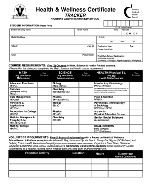 Fillable Online Health Wellness Certificate - schoolwebtdsbonca Fax ...