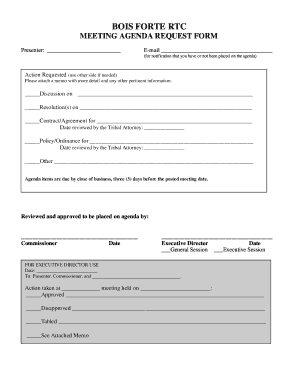 Fillable Online RTC MEETING AGENDA REQUEST FORM Fax Email Print - pdfFiller