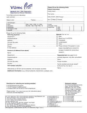 Fillable Online vumc Please fill out the following fields Fax Email ...