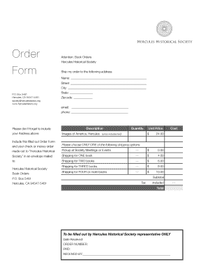 Fillable Online herculeshistory HHS Book Order Form Fax Email Print ...