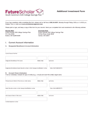 Fillable Online FutureScholar Additional Investment Form Fax Email ...