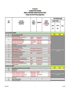 Fillable Online tarpo FY 2016-2017 PLANNING WORK PROGRAM ANNUAL PROPOSED FUNDING - tarpo Fax ...