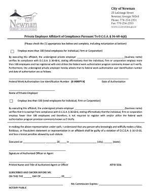Fillable Online Private Employer Affidavit Fax Email Print - pdfFiller