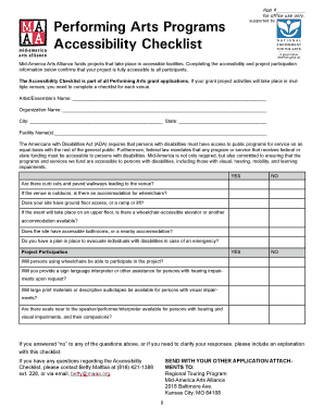Fillable Online maaa Performing Arts Programs Accessibility Checklist ...