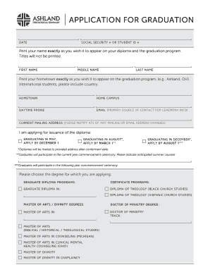 Fillable Online seminary ashland Print your name exactly as you wish it to appear on your ...