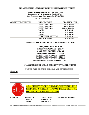 Fillable Online BUDDY POPPY ORDER FORM - vfwpahqorg Fax Email Print ...