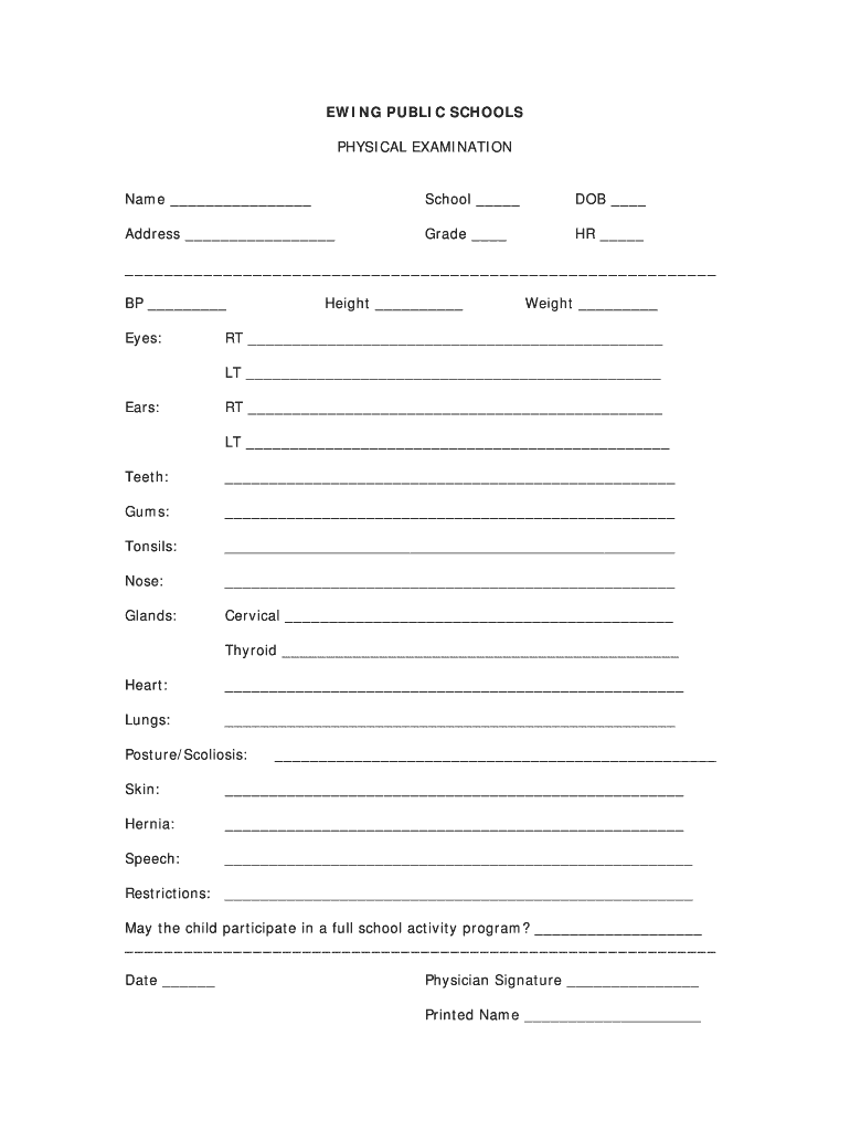 Fillable Online PHYSICAL Examinationdoc Fax Email Print - pdfFiller