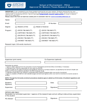 Fillable Online Approval for Masters Thesis Research Supervision Fax ...