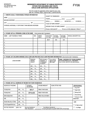 Fillable Online MISSISSIPPI DEPARTMENT OF HUMAN SERVICES OFFICE FOR Fax ...