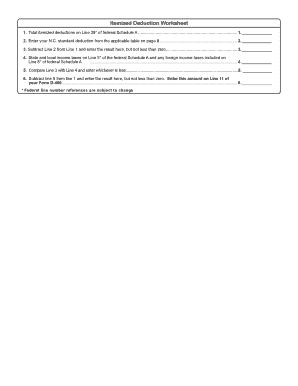 Fillable Online Itemized Deduction Worksheet - The Benefit Bank Fax ...