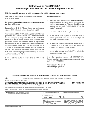 Fillable Online Instructions for Form MI-1040-V 2009 Michigan ...