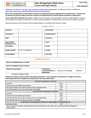 Fillable Online admin cam ac Fees and Expenses Claim form. Fees and ...