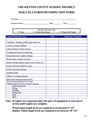 Fillable Online kenton k12 ky Daily Playground Inspection Form ...