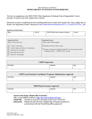 Fillable Online MEDICARE BUYIN SYSTEM ACCESS REQUEST Fax Email Print - pdfFiller