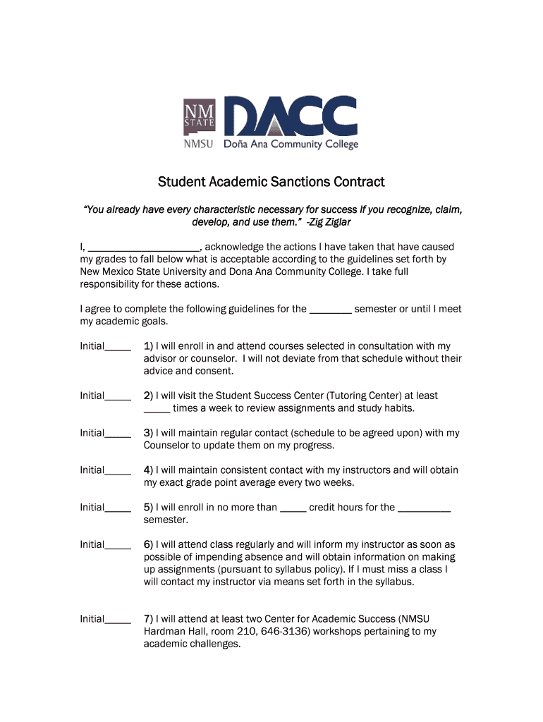 Fillable Online Student Academic Sanctions Contract Fax Email Print ...