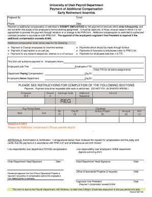 Fillable Online hr utah Early Retirement Incentive - University of Utah ...