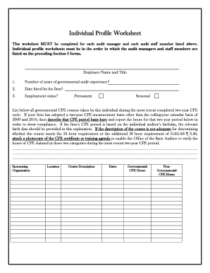 Fillable Online Individual Profile Worksheet Fax Email Print - pdfFiller