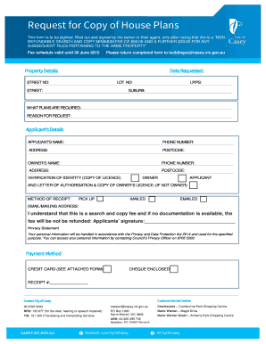 Fillable Online casey vic gov Request for Copy of House Plans Fax Email ...