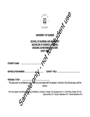 Fillable Online nursingmidwifery dundee ac A sample OAR booklet ...