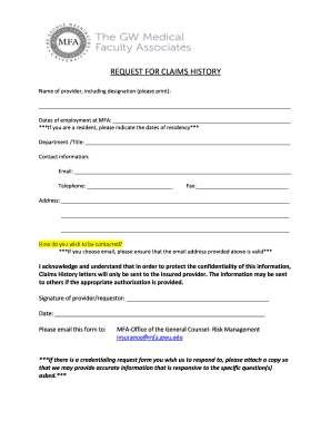 Fillable Online MFA Claims History Request Form Fax Email Print - pdfFiller