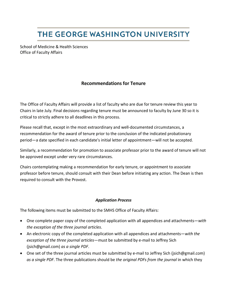 Fillable Online Recommendations for Tenure Fax Email Print - pdfFiller