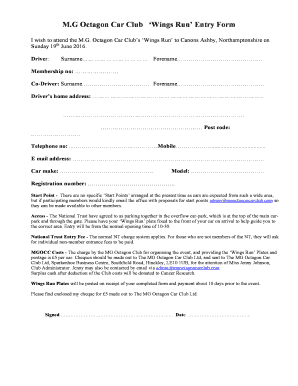 Mg Octagon Car Club - Fill Online, Printable, Fillable, Blank | pdfFiller