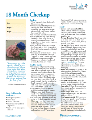 Fillable Online 18 Month Checkup Fax Email Print - pdfFiller
