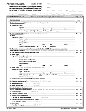 Fillable Online 0027 5820 Medicare Secondary Payor MSP Questionnaire ...