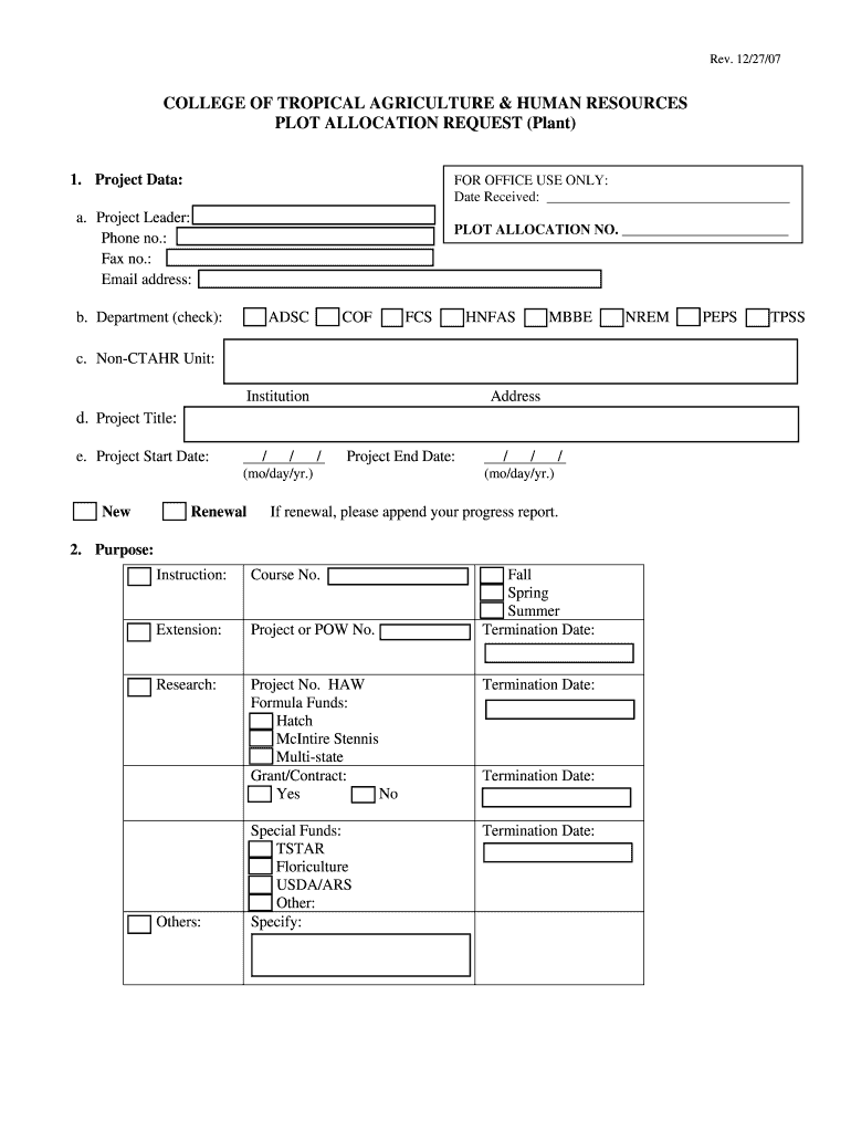 Fillable Online ctahr hawaii College of tropical agriculture amp human ...
