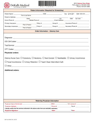 Fillable Online Order Information Ostomy Care Fax Email Print - pdfFiller
