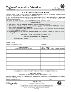 Fillable Online offices ext vt 18 USC 707 4-H Event Medication Form Fax ...
