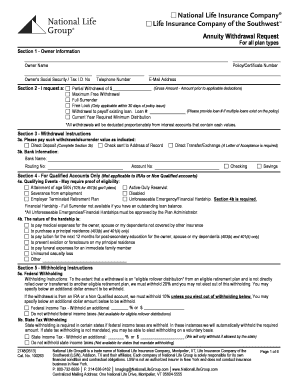 Fillable Online Annuity Withdrawal Request For all plan types ...
